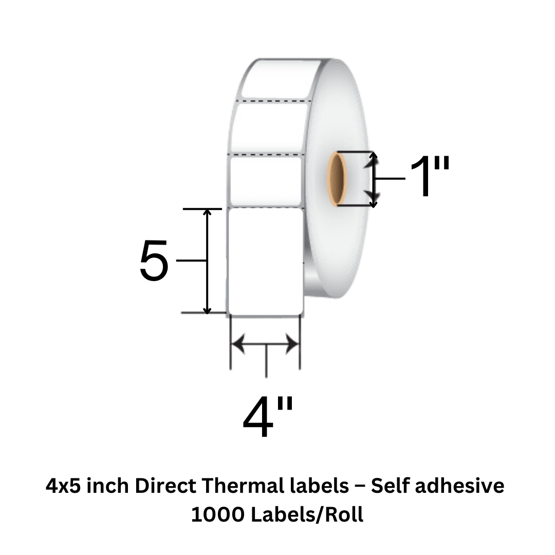 4x5 inch direct thermal labels – Self adhesive (10 Rolls - 1000 Labels ...